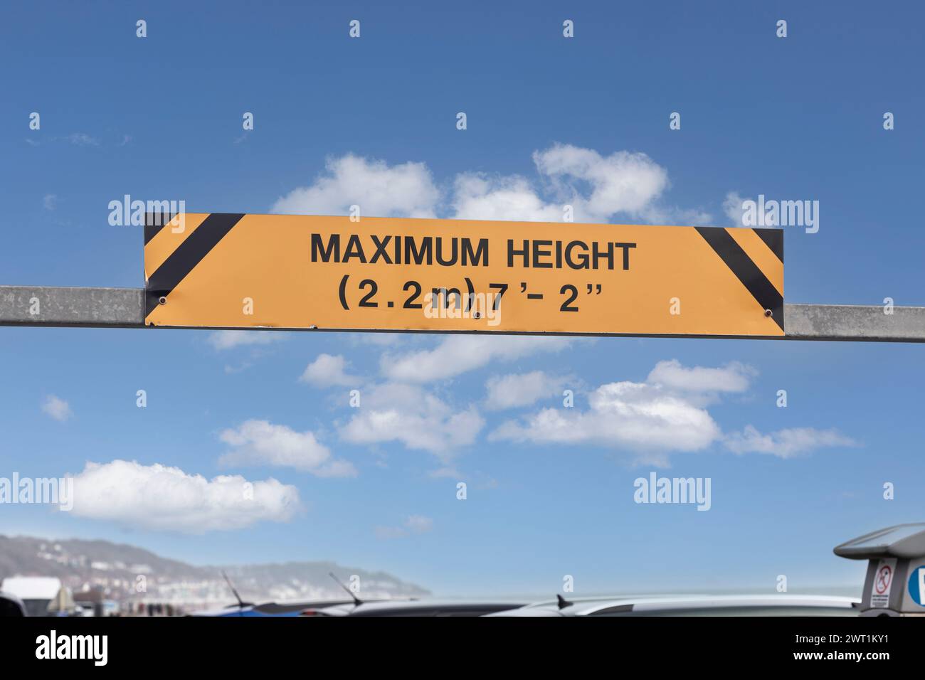 A yellow Maximum Height warning sign Stock Photo - Alamy