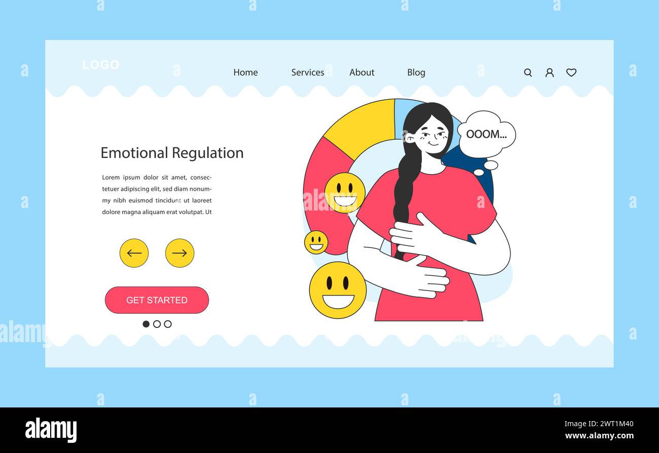 Emotional self-regulation web banner or landing page. Emotion awareness ...