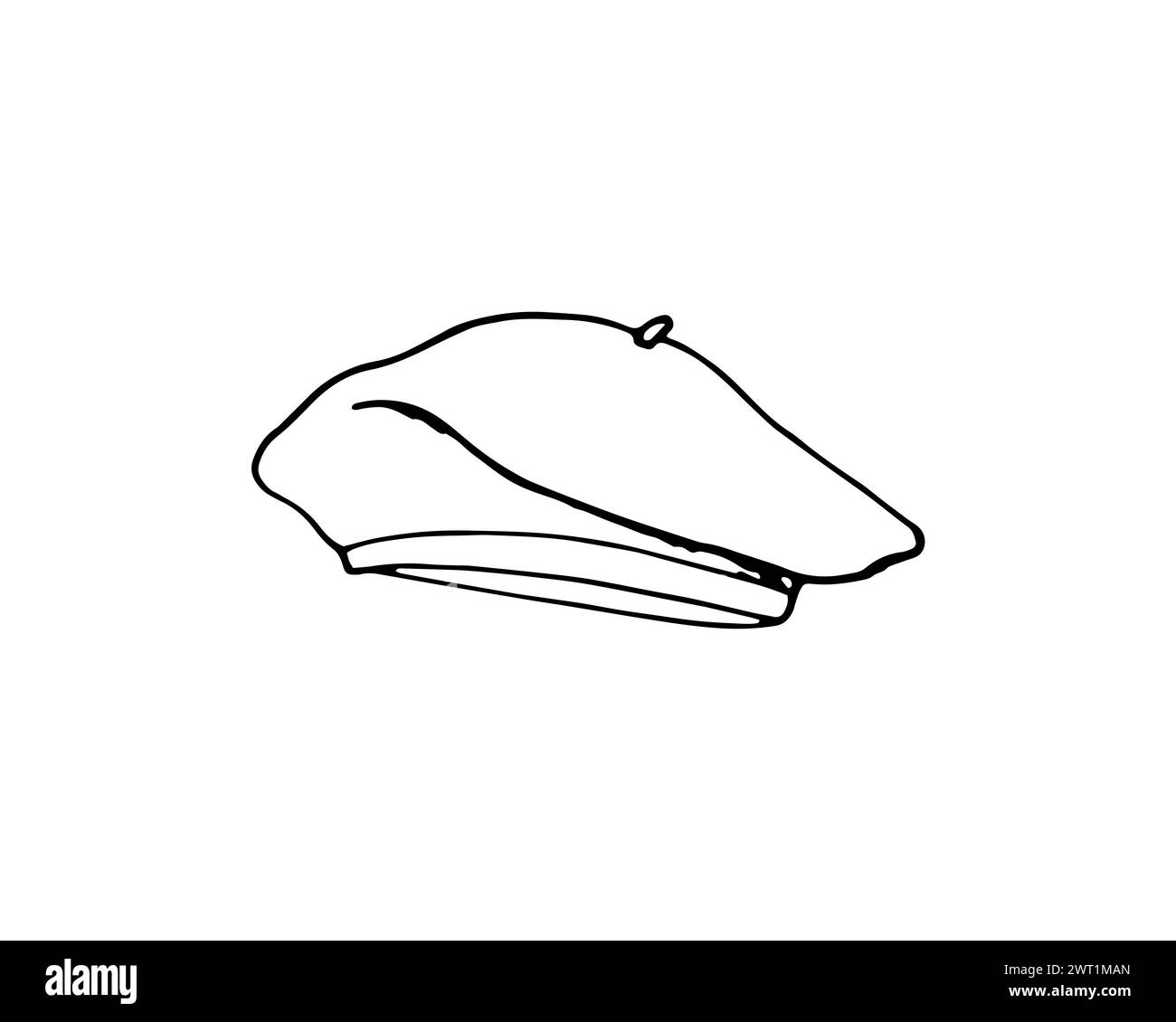 Hand-drawn women's beret hat Isolated on white background. Fashion ...