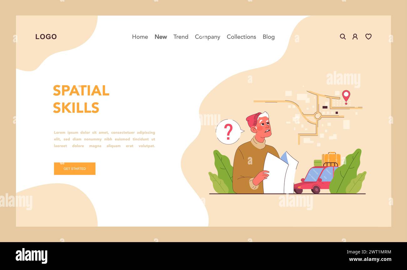 Cognitive skill web banner or landing page. Human cognitive function ...