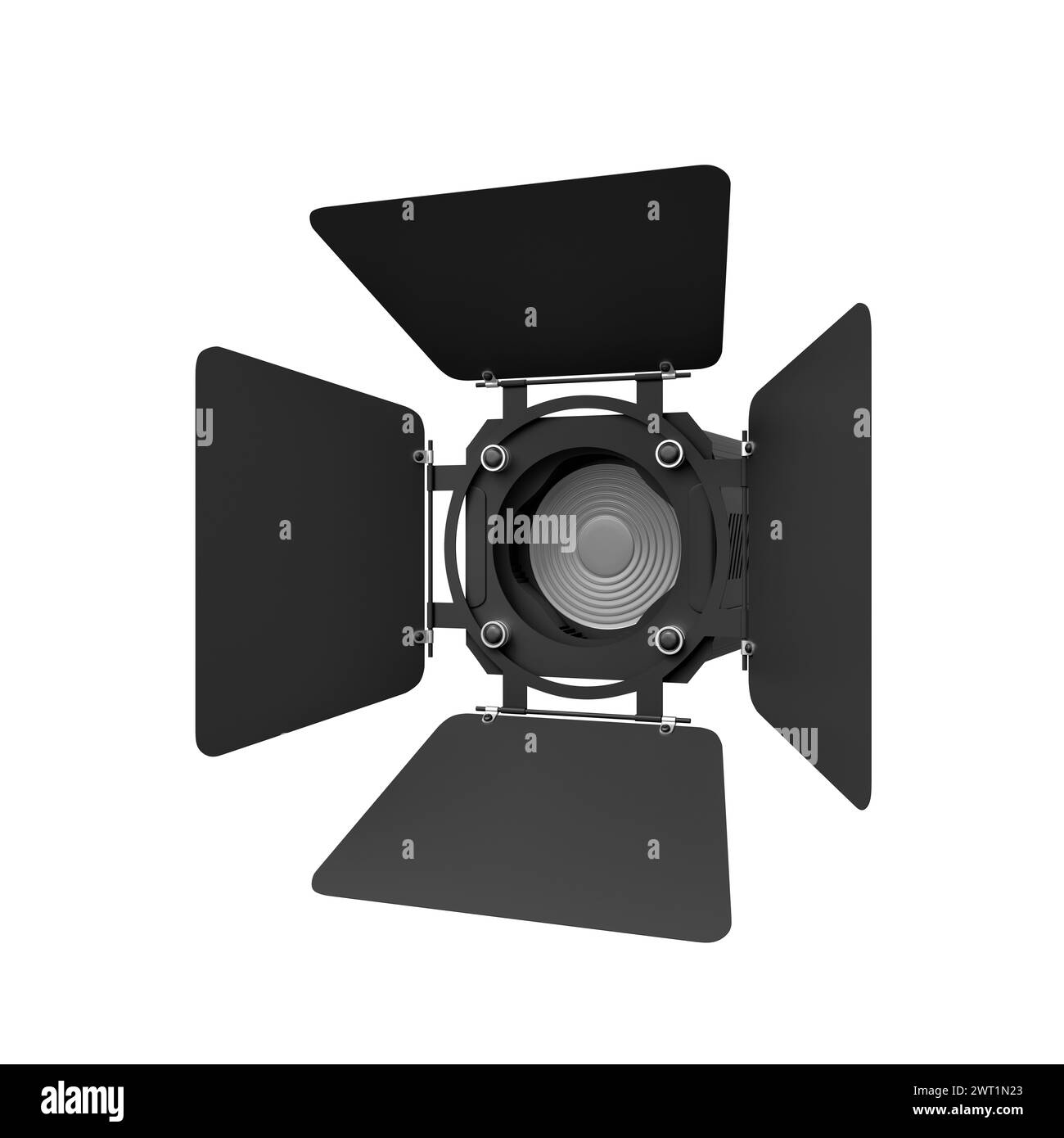 Studio spotlight with barn doors front view Stock Photo - Alamy