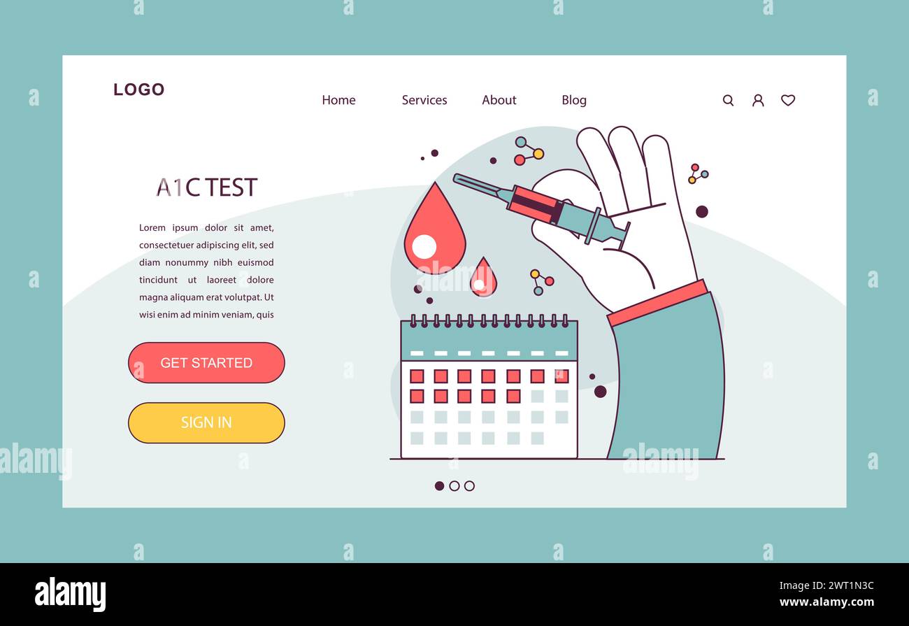 Diabetes web banner or landing page. A1C test. Glucose monitoring ...