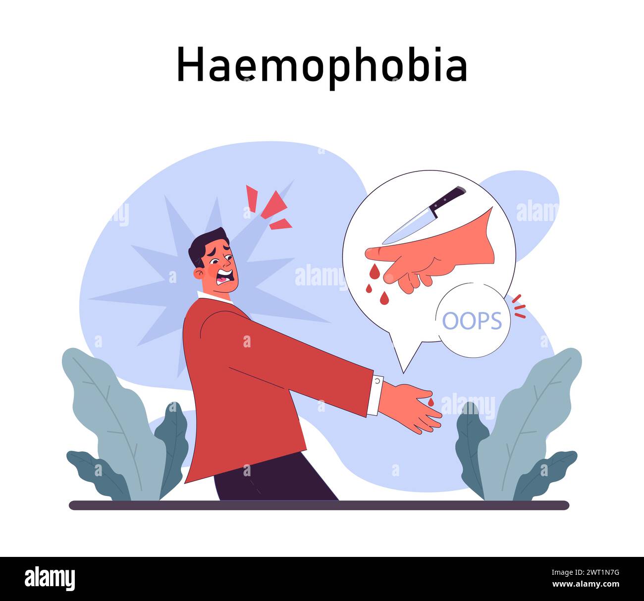 Hemophobia. Human's irrational inner fears and panic. Mental disorder ...