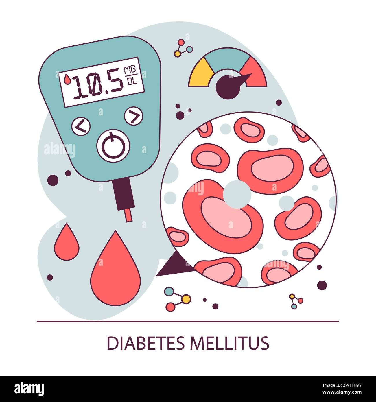 Endocrine system disease. Measuring sugar blood with glucose meter ...