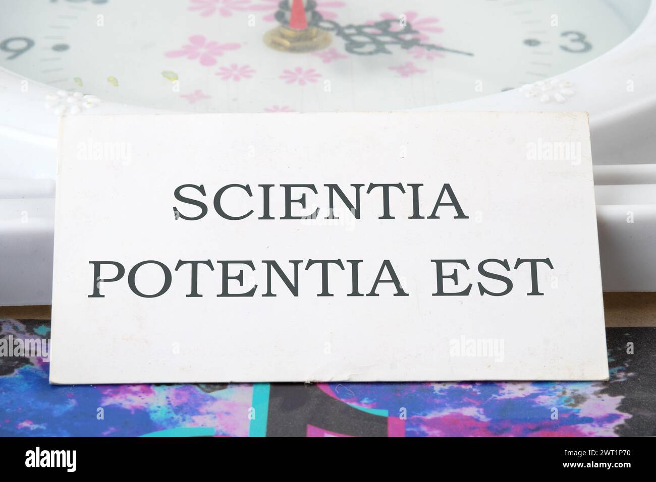 the phrase Scientia Potentia Est (Knowledge is power) written in Latin ...