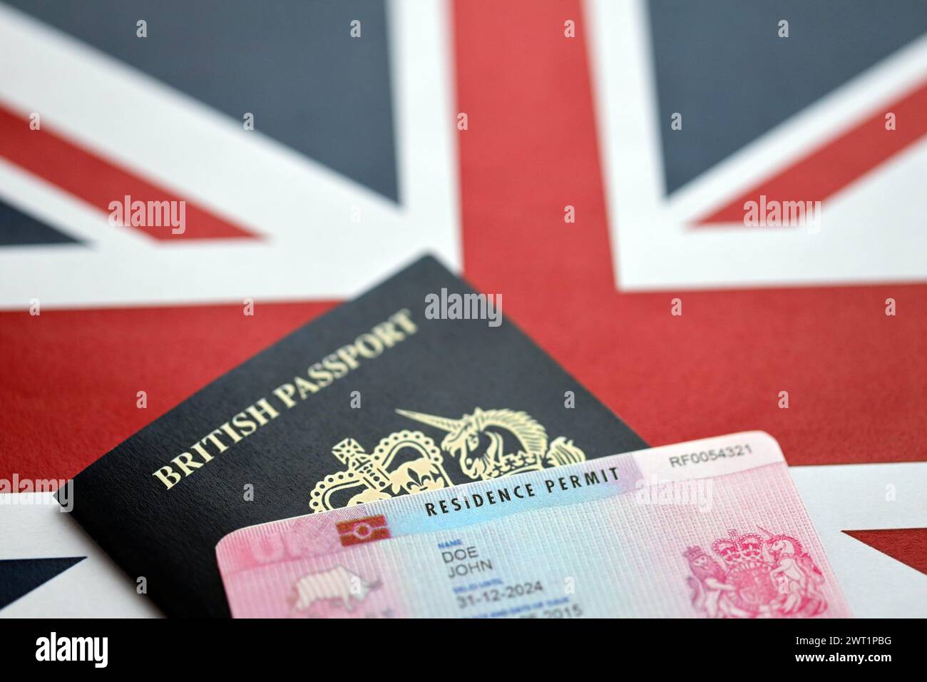 Residence Permit BRP card and British Passport of United Kingdom on ...