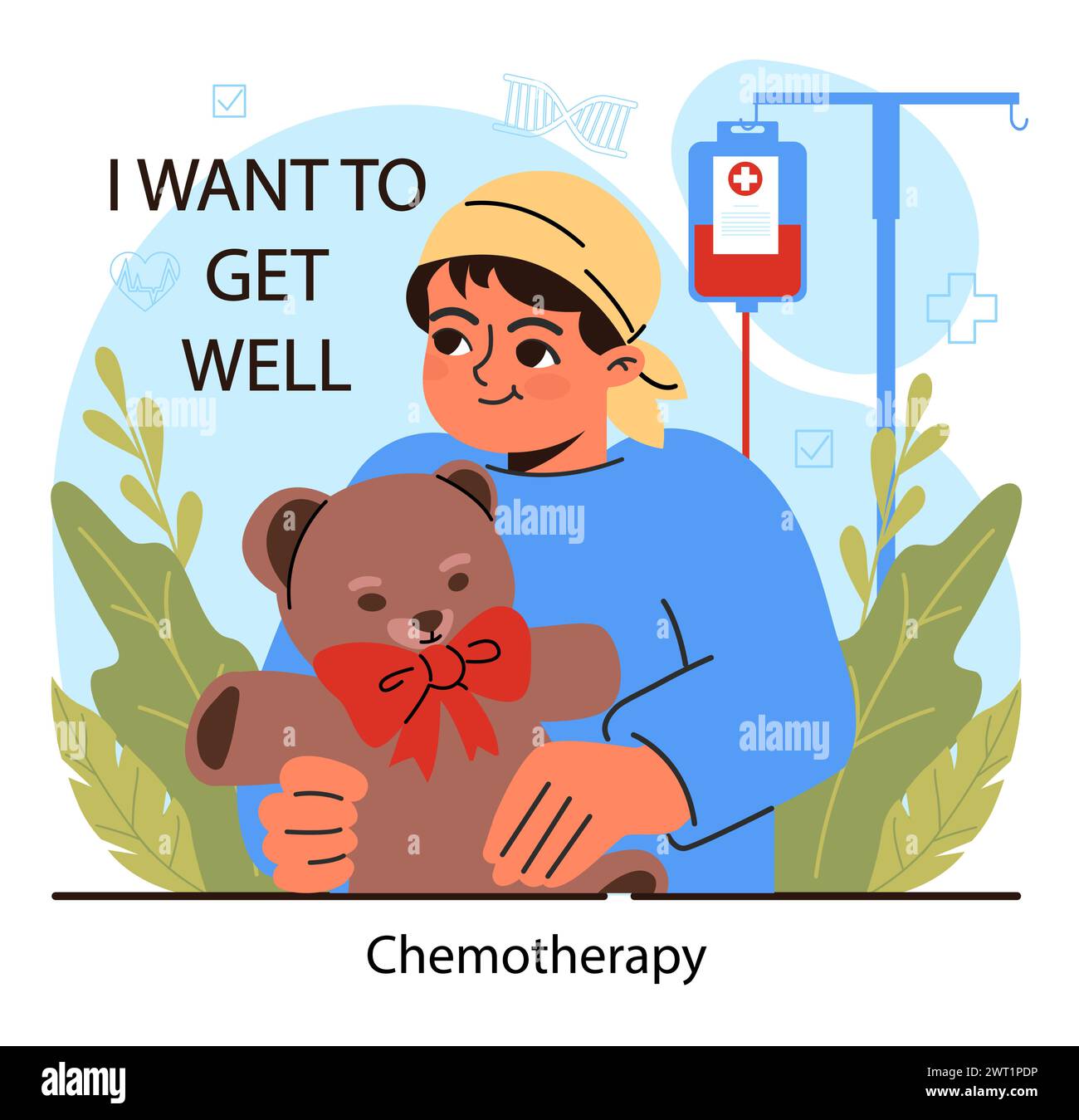 Child cancer. Little kid getting oncological illness medical treatment ...