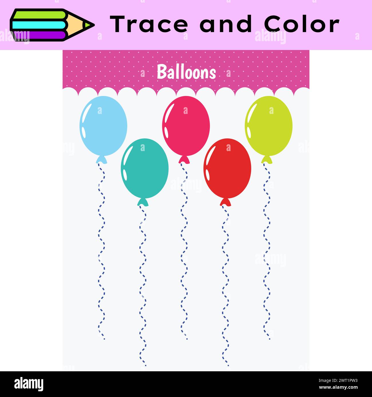 Pen tracing lines activity worksheet for children. Pencil control for ...