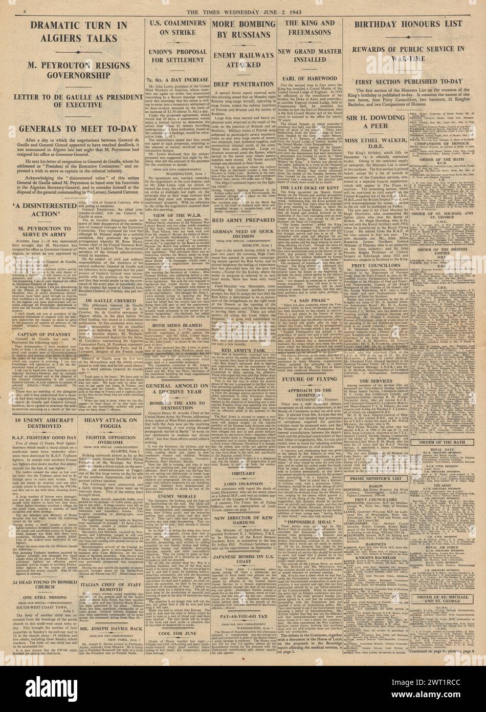 1943 The Times reporting Luftwaffe aircraft shot down over English ...