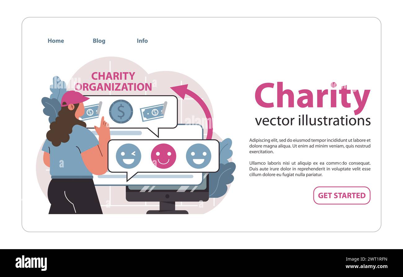 Online charity and charitable foundation web banner or landing page ...