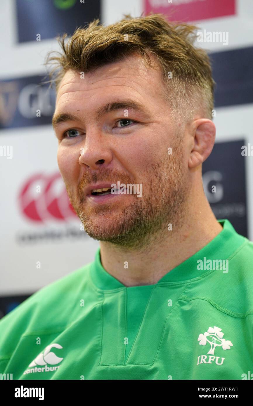 Ireland’s Peter O’Mahony during a press conference at the Aviva Stadium ...