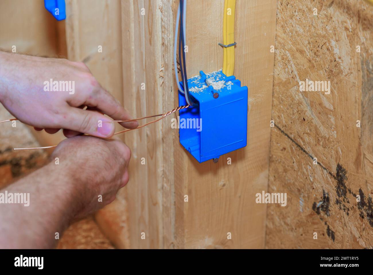 Electrical box with wiring in new home during under construction Stock ...