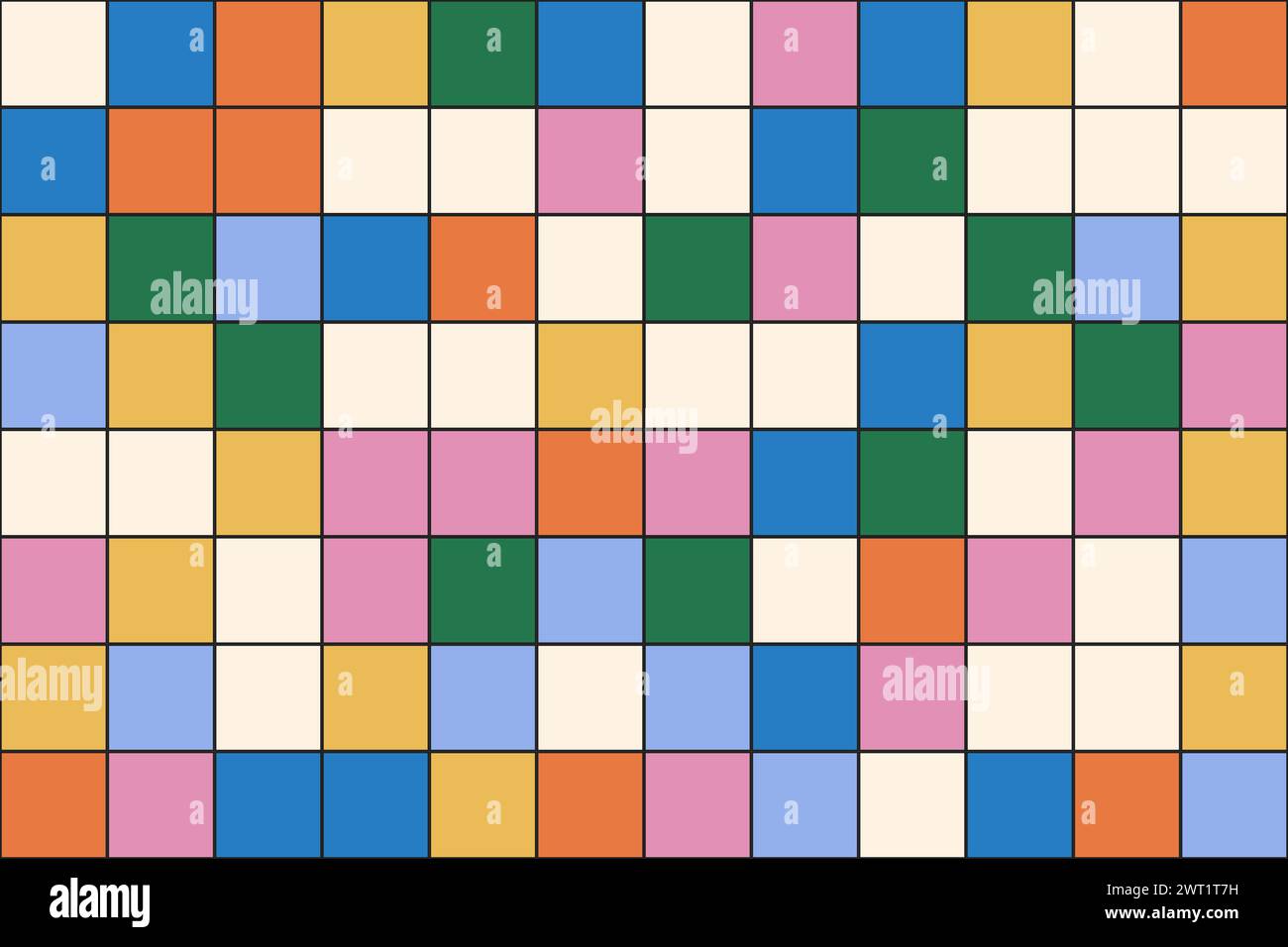 Grid of colorful squares. Funky groovy background. Checkered vector ...