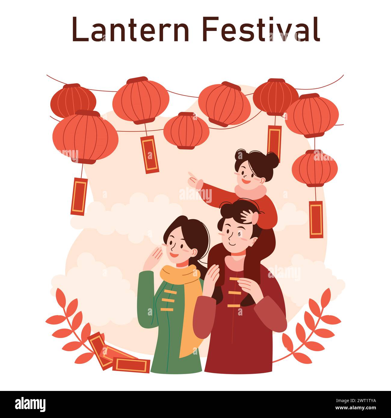 Chinese New Year tradition. Cheerful asian family leisure on festive ...