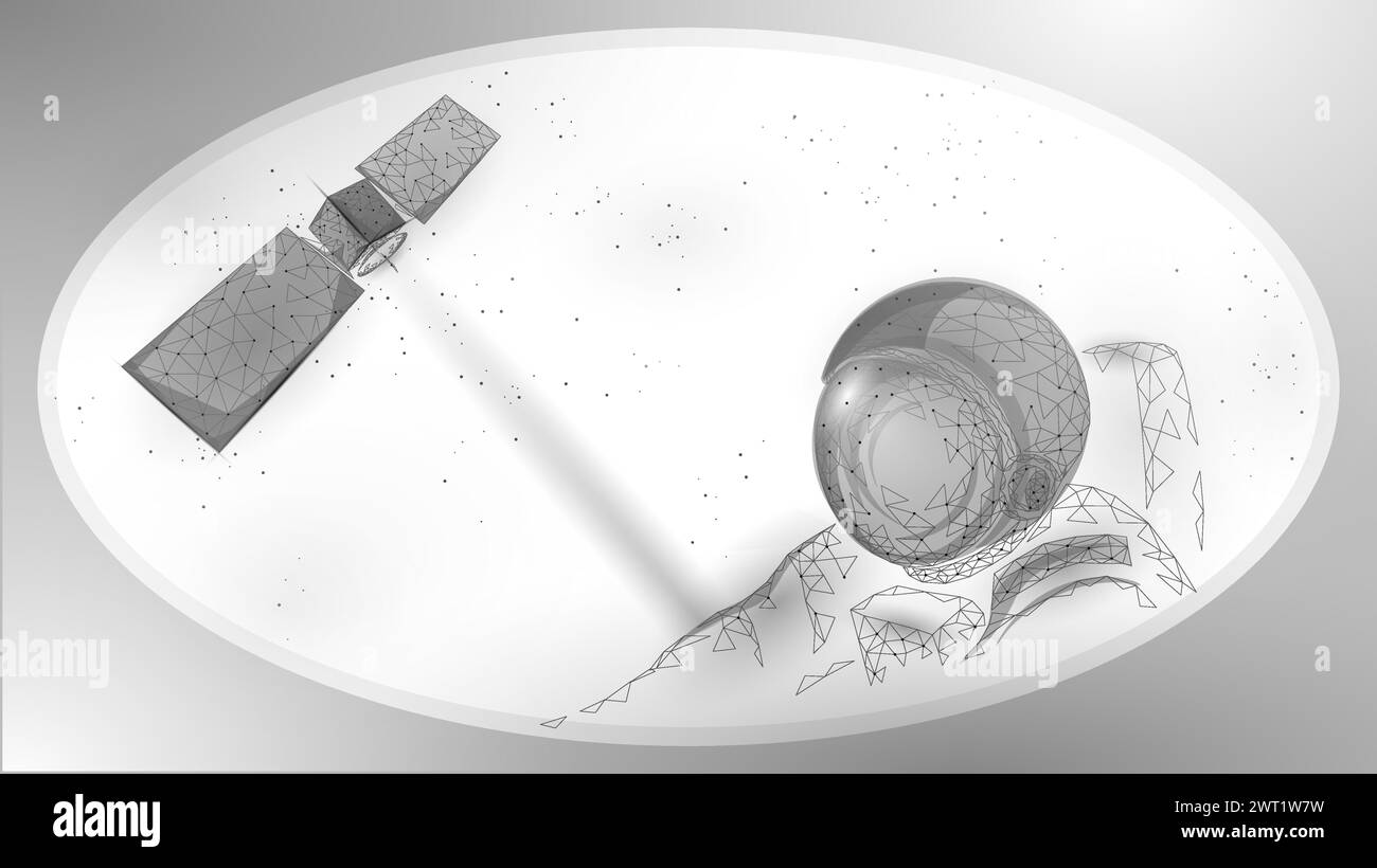 Telecommunication defense satellite in space. Orbital sputnik receiver ...