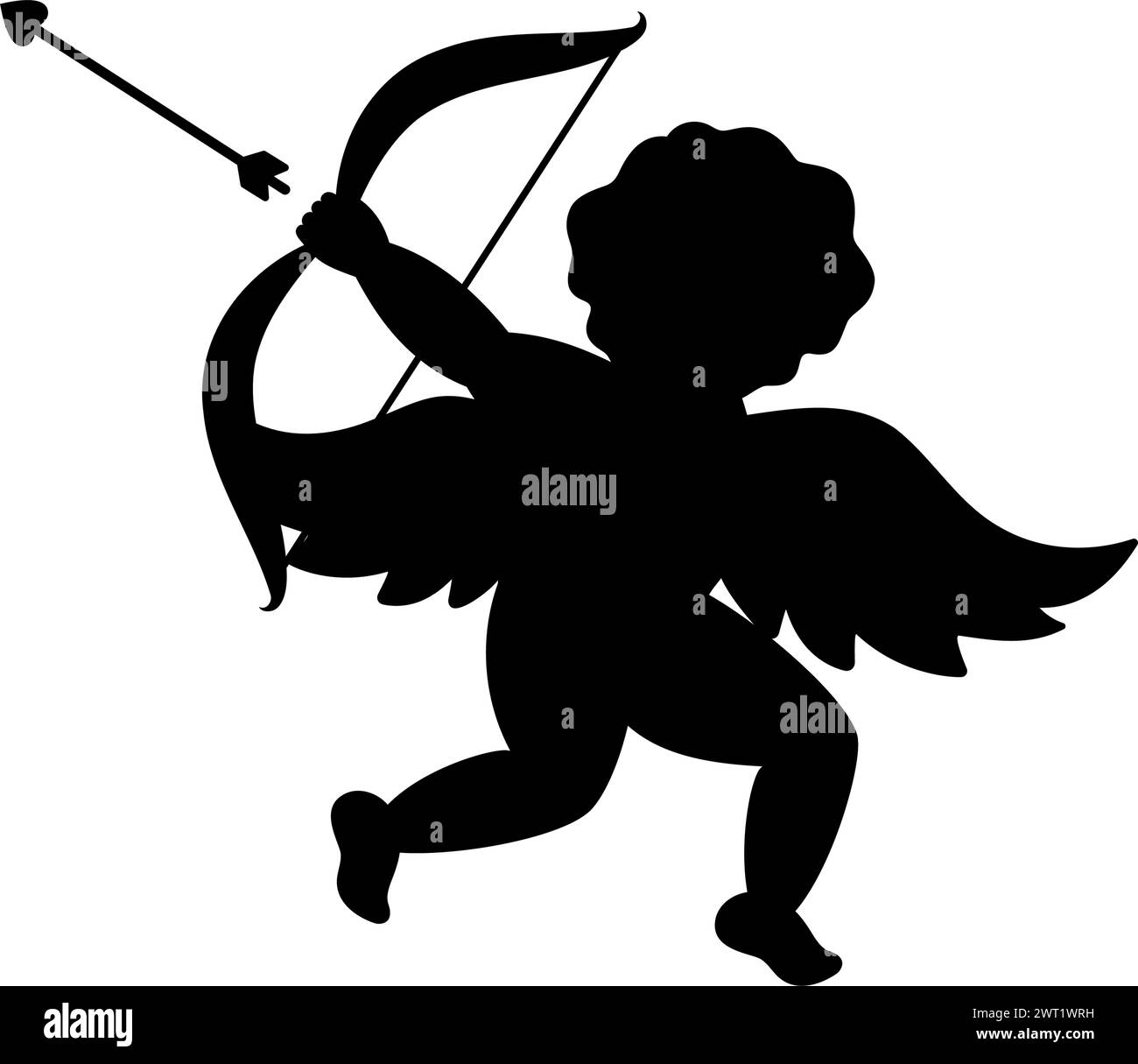 Cupid With A Bow And Arrows Cherub Silhouette Valentines Day Love