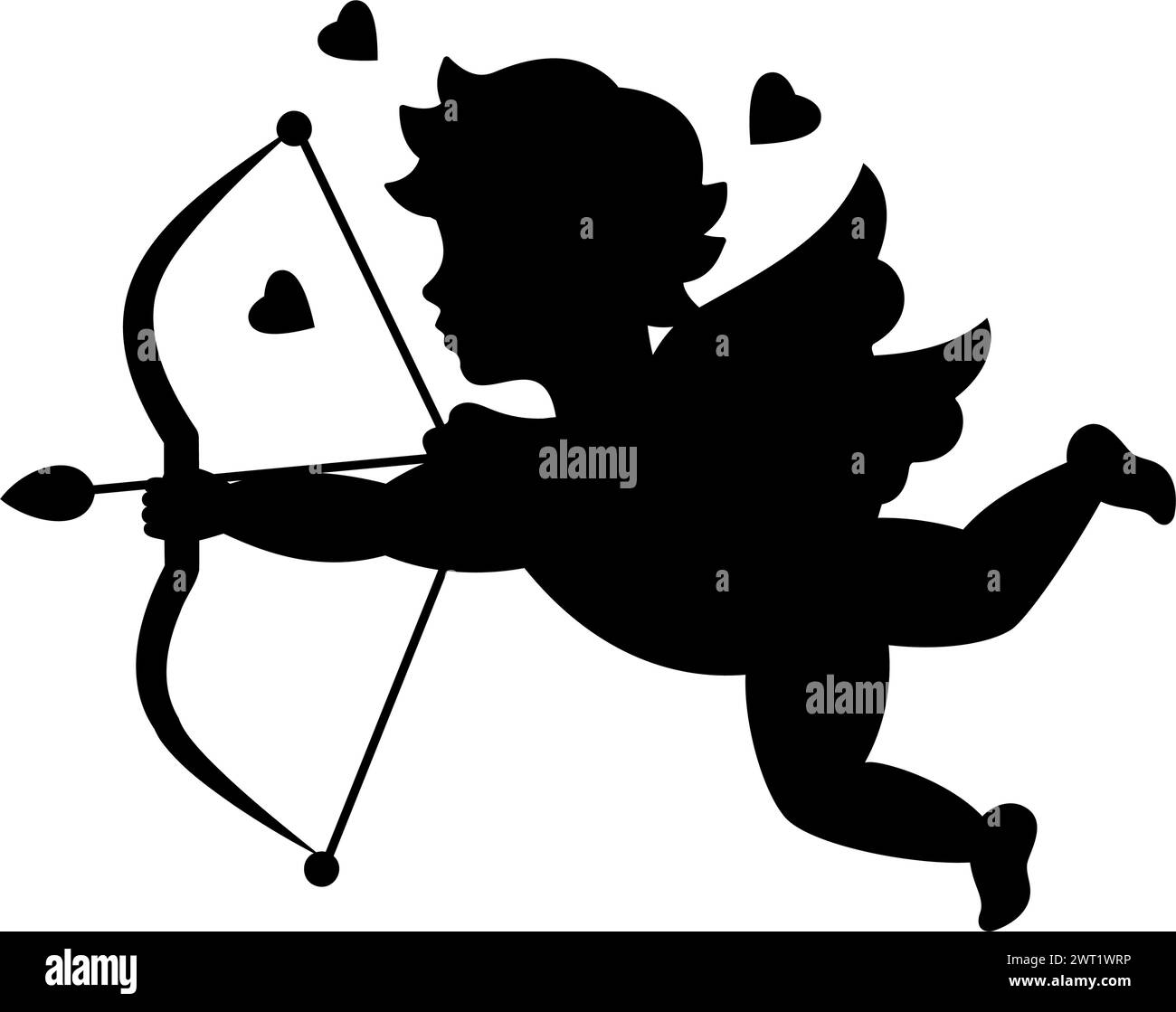 Cupid shooting arrow. Cherub silhouette. Valentine's day. Love symbol ...