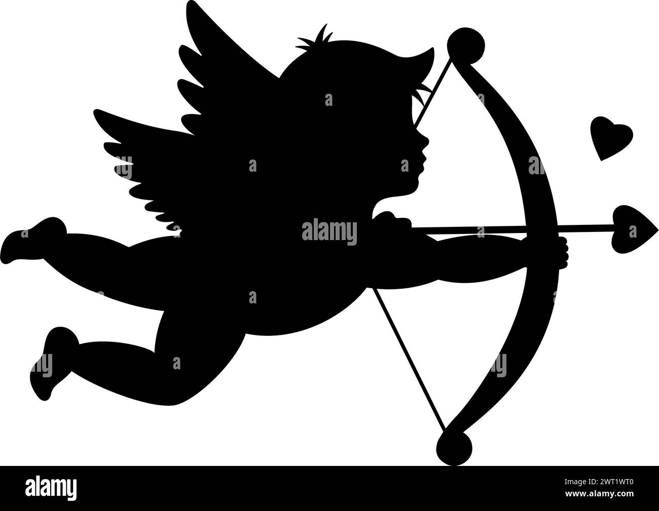 Cute cupid. Cherub silhouette. Valentine's day. Love symbol. Vector ...