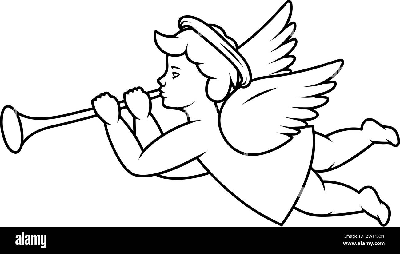 Herald angel. Angel with a wings. Valentine's day. Vector illustration ...