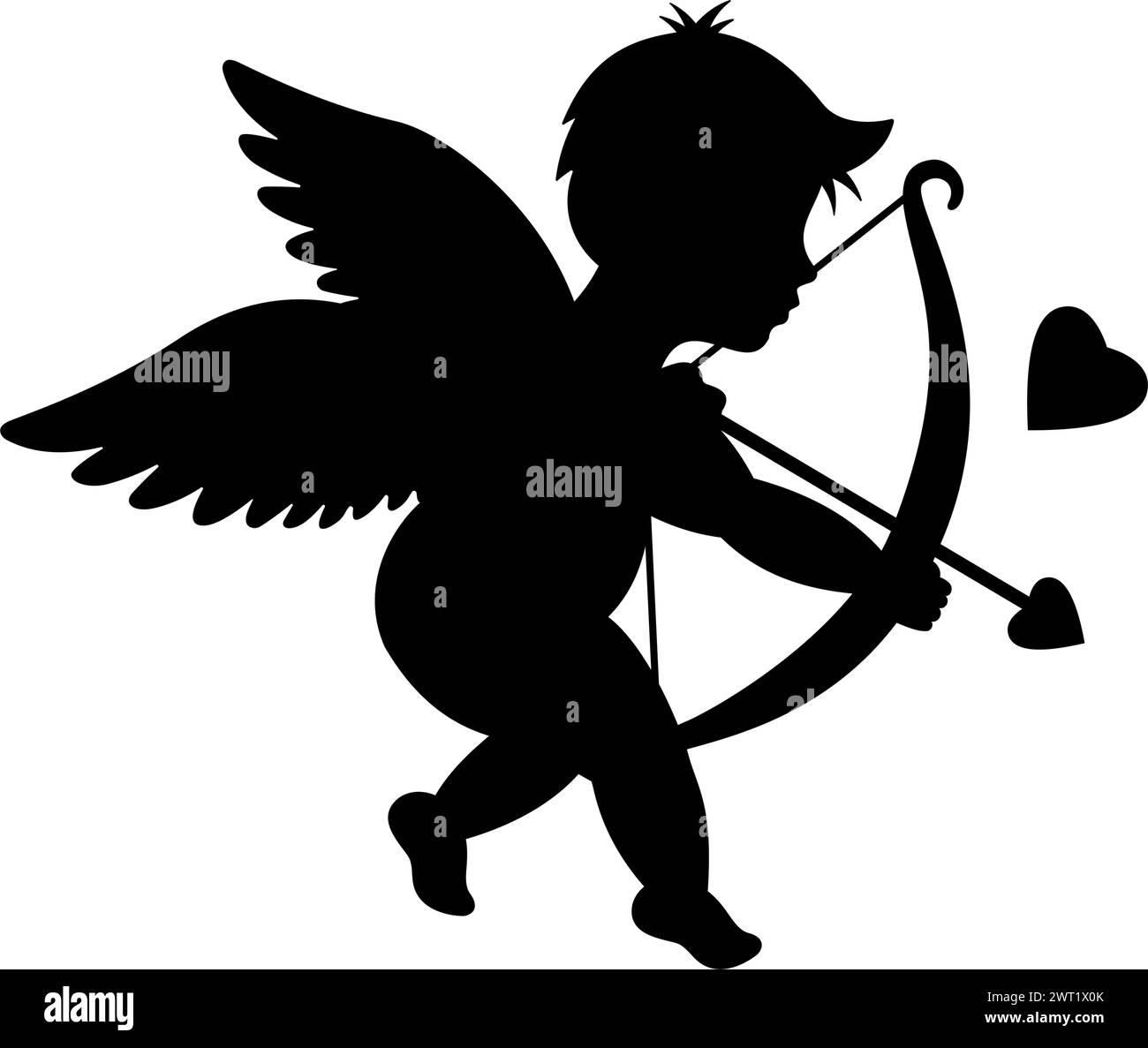 Cupid shooting arrows. Cherub silhouette. Valentine's day. Love symbol ...