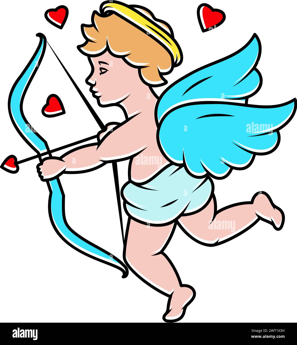 Cherub shooting arrow. Angel with a wings. Valentine's day. Vector ...