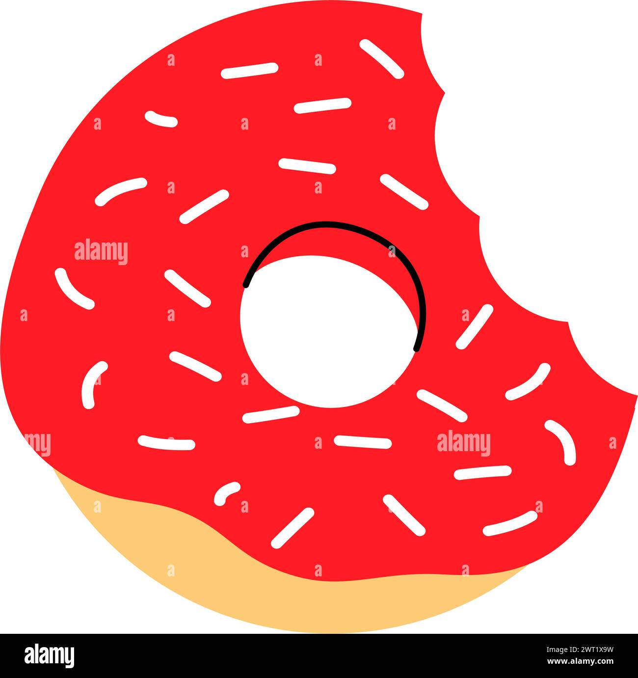Bitten donut. Bakery sweet pastry food. Vector illustration Stock ...