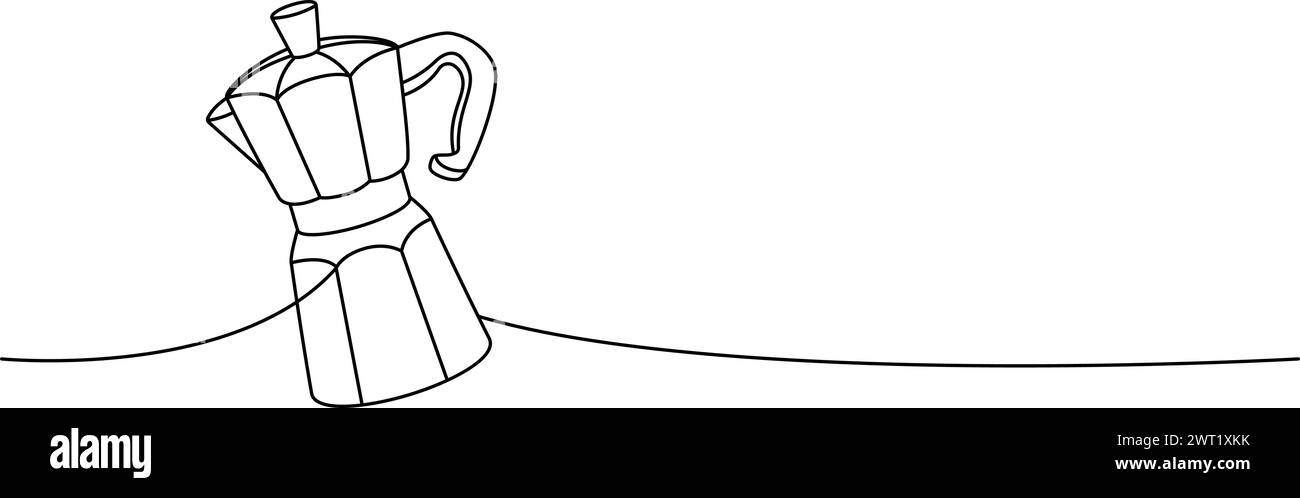 Italian coffee maker one line continuous drawing. Hand drawn elements ...