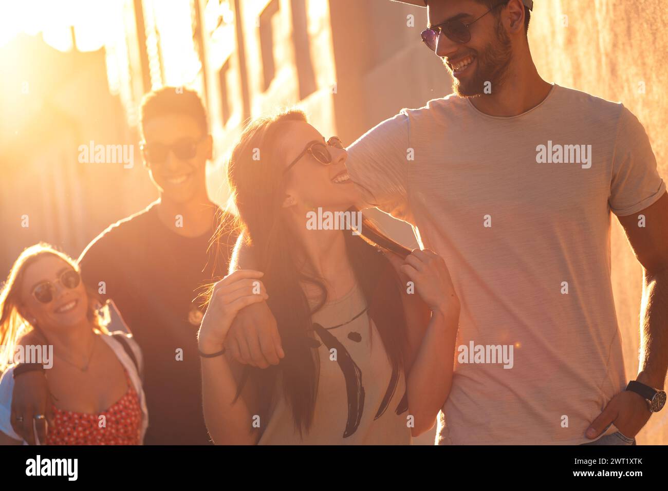 Diverse friends group walking hi-res stock photography and images - Alamy