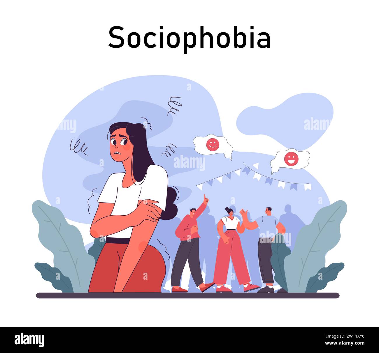 Sociophobia. Human's irrational inner fears and panic. Mental disorder ...