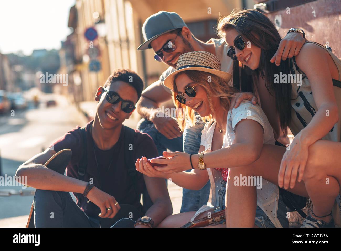 Happy group diverse friends making hi-res stock photography and images ...