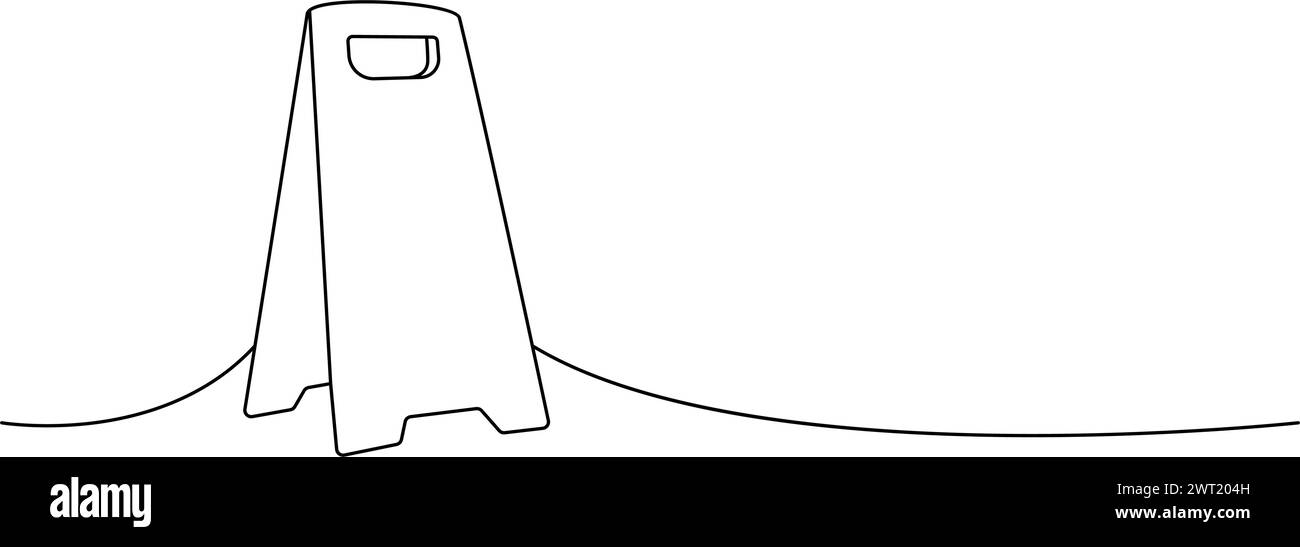 Accident prevention sign, wet floor, cleaning sign one line continuous ...