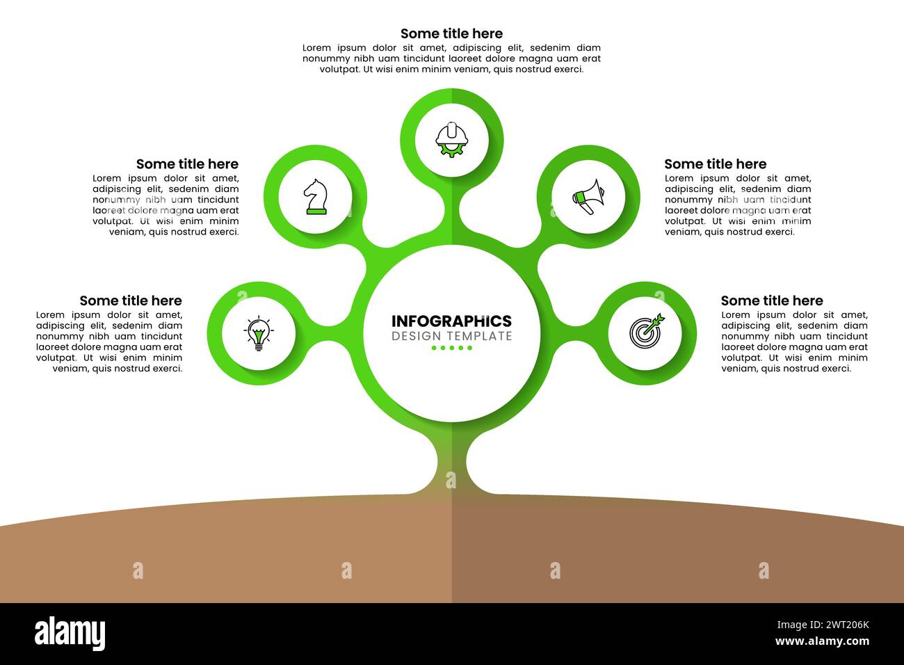 Infographic template with icons and 5 options or steps. Abstract tree ...