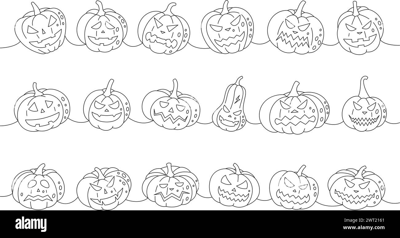 Autumn halloween pumpkins faces. Halloween pumpkins with scary faces ...