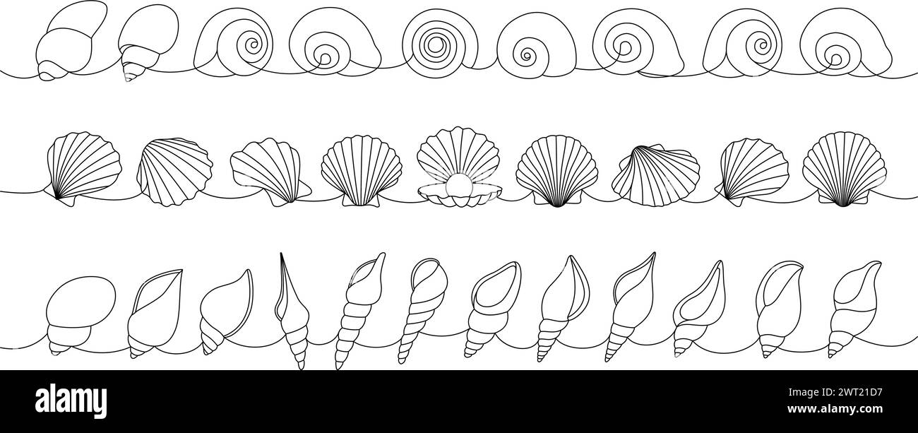 Underwater shells set. Sea shells, mollusks, scallop, pearls. Tropical ...