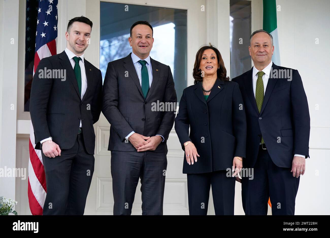 Taoiseach Leo Varadkar and partner Matt Barrett (left) with the US Vice ...