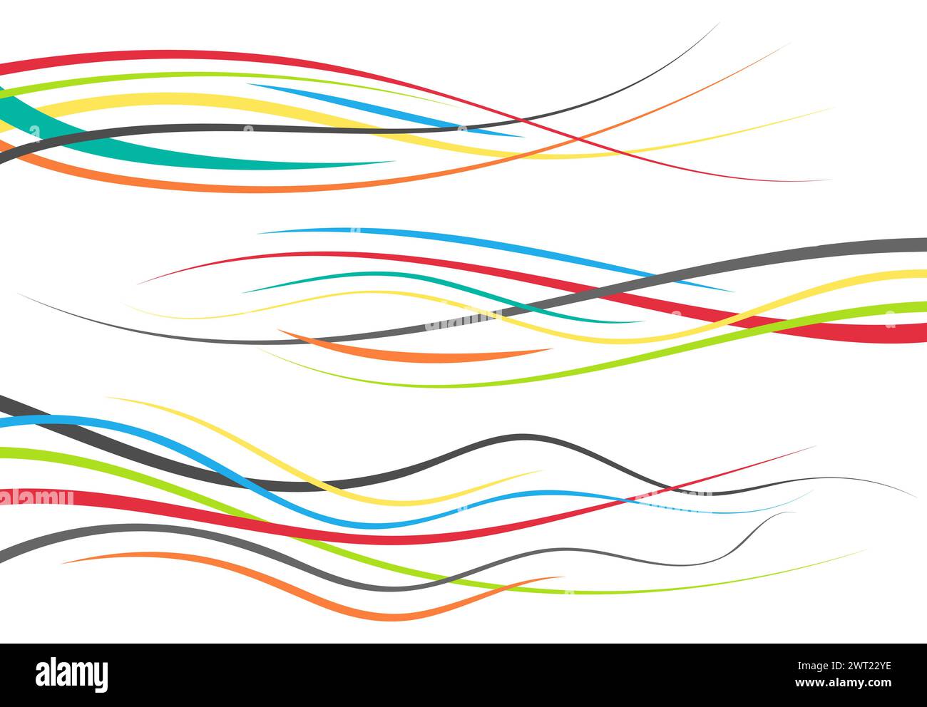 Set of abstract color curved lines. Wave design element. Vector ...