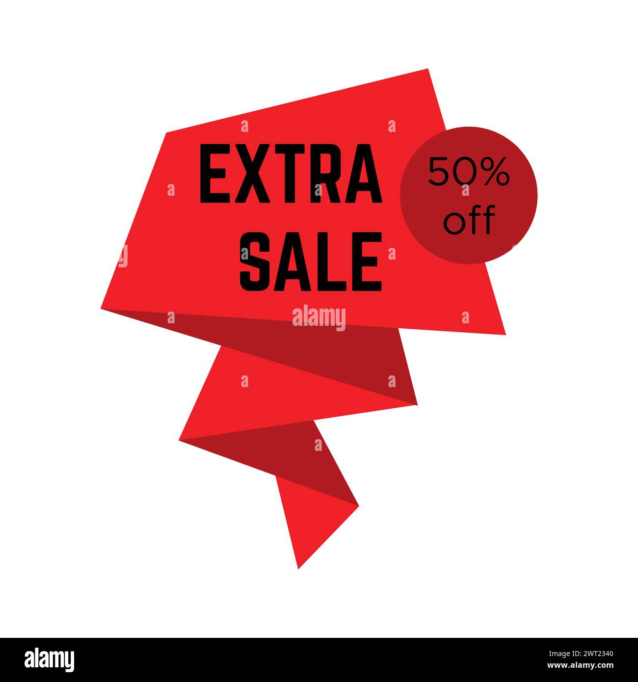 Red extra sale sticker with text in origami style. Sale label template ...