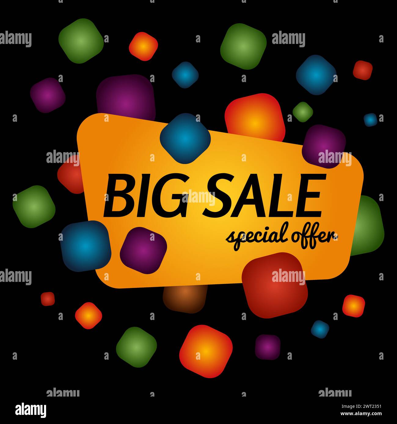 Big sale special offer banner on black background. Vector background with colorful design ...