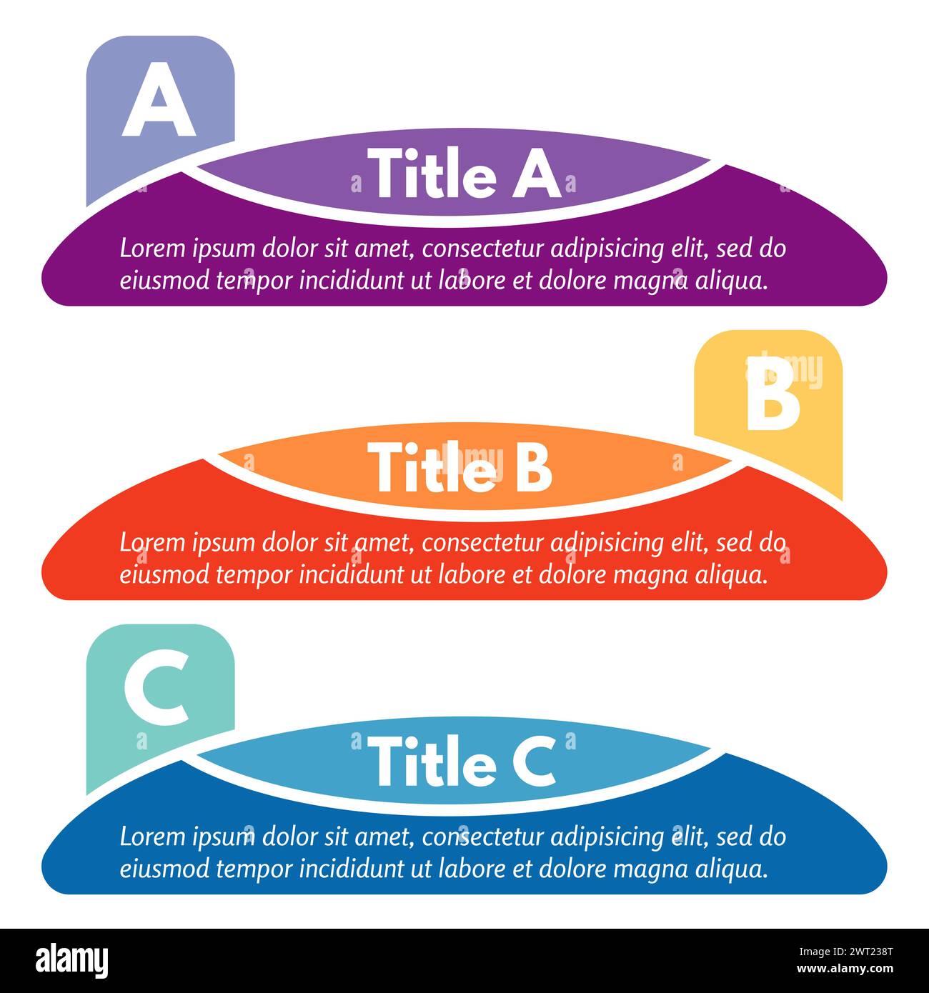Set of three horizontal colorful options banners. Step by step ...