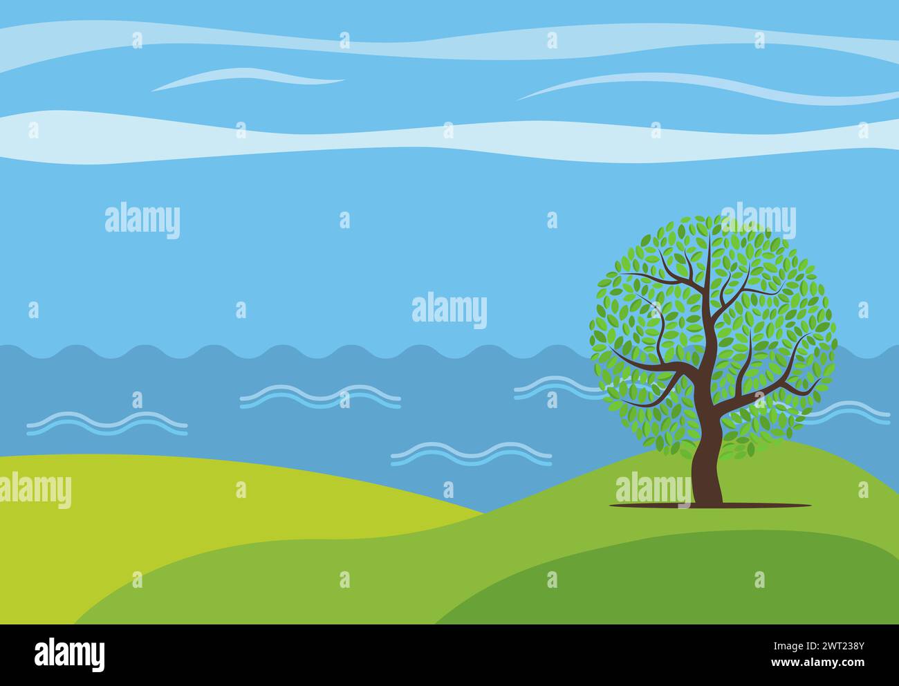 Panoramic image in summer Stock Vector Images - Alamy