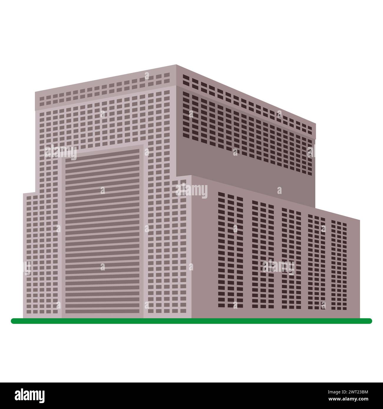A modern high-rise building on a white background. View of the building ...