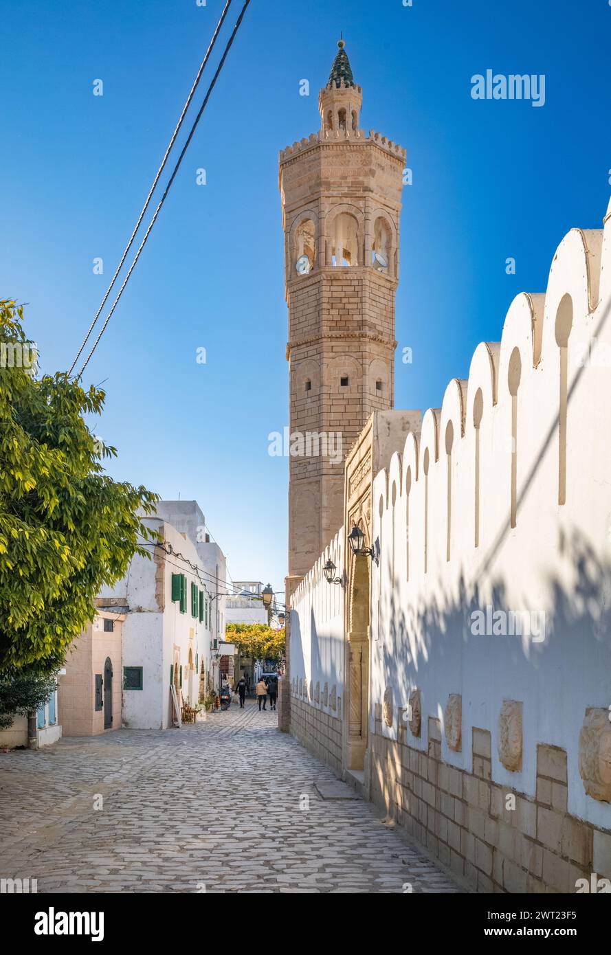 The minaret and entrance to the historic Soliman Hamza Mosque in the ...