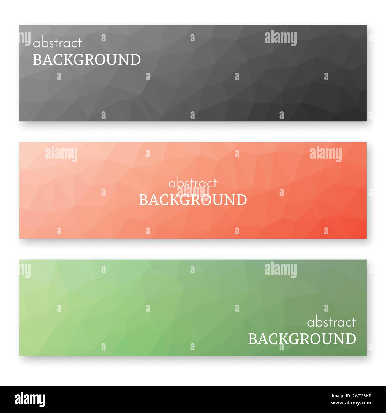 Set of three multi colored banners in low poly art style. Background ...