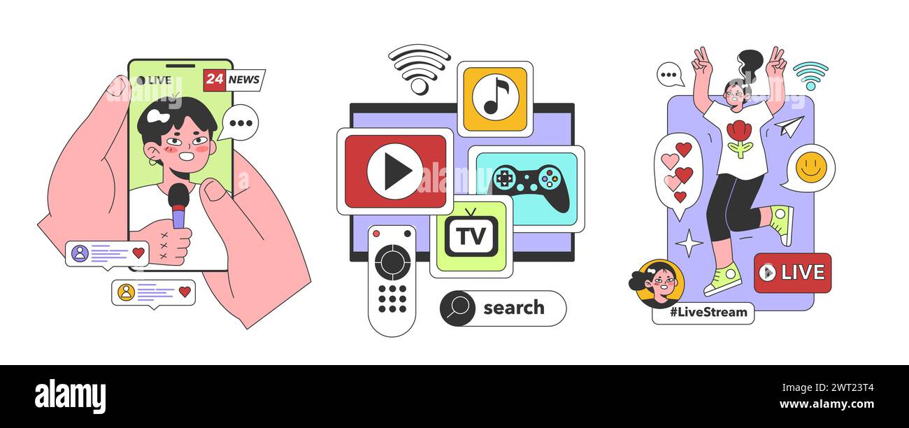 Streaming platforms Stock Vector Images - Alamy