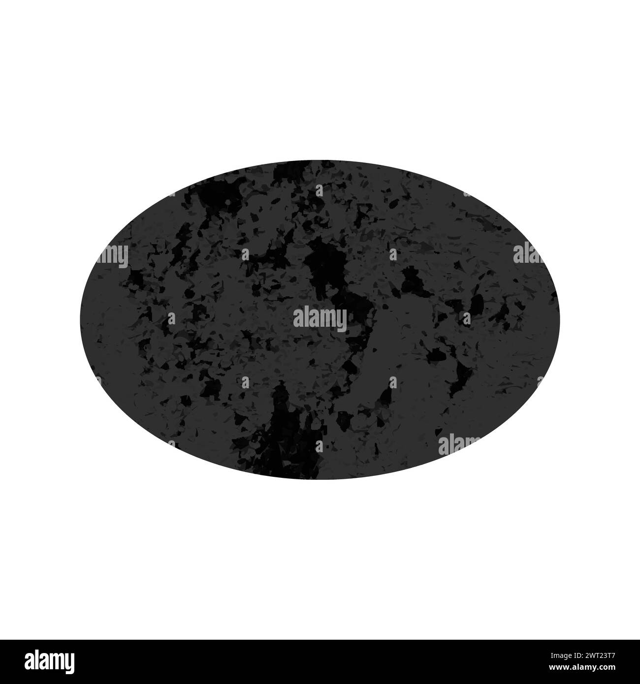 Scratched oval. Dark figure with distressed grunge texture isolated on ...