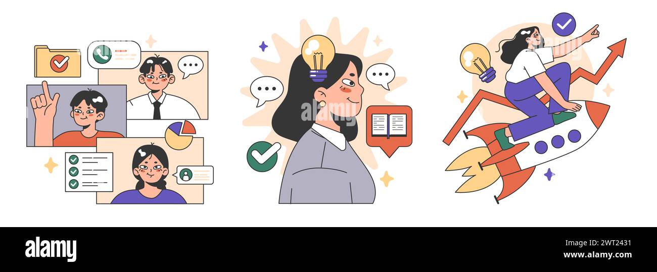 Training workshop set. Interactive training process. Professional ...