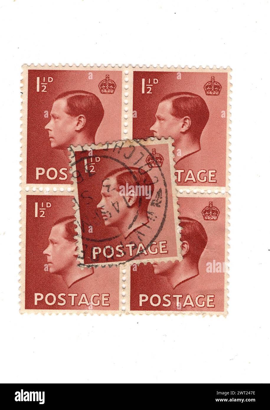 Vintage King Edward VIII postage stamps from Great Britain isolated on ...