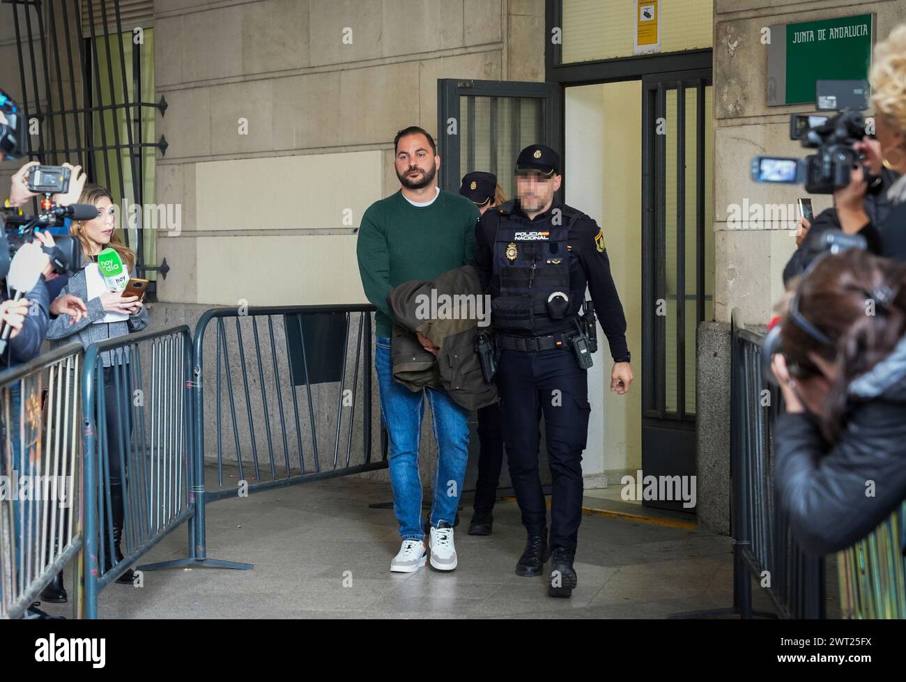 María del Monte's nephew, Antonio Tejado leaving the court after ...