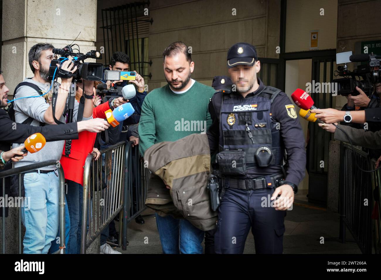 María del Monte's nephew, Antonio Tejado leaving the court after ...
