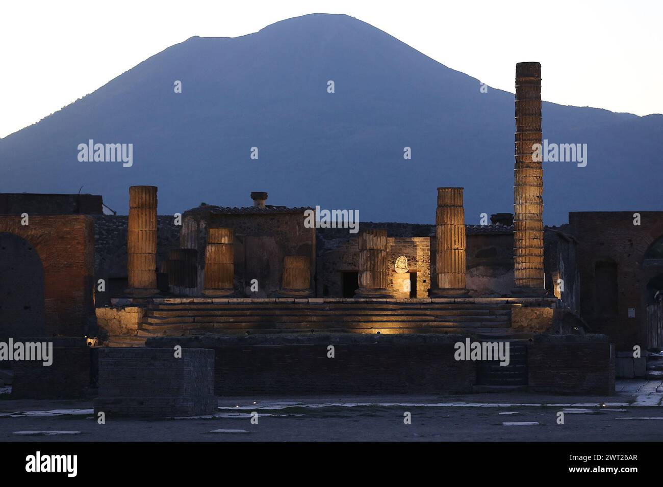 The excavations of Pompeii at night during the inauguration, at the ...